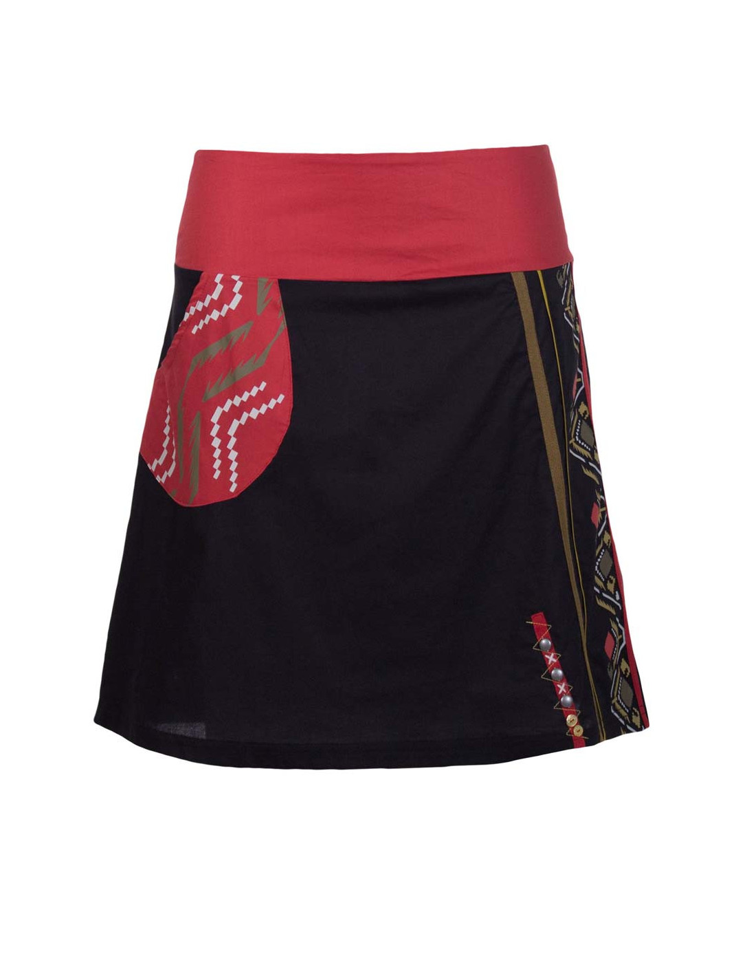 Short skirt in cotton with ethnic Aztec motifs