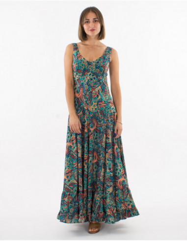 Long summer dress golden patterns