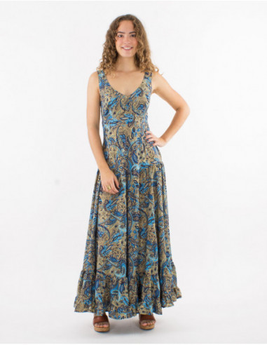 Long summer dress golden patterns