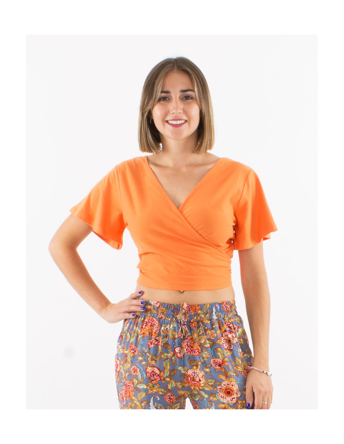 Crop top cache cœur en coton basique